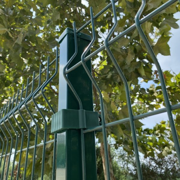 Square metal fence post, 100mm, Round steel post 3D fence
